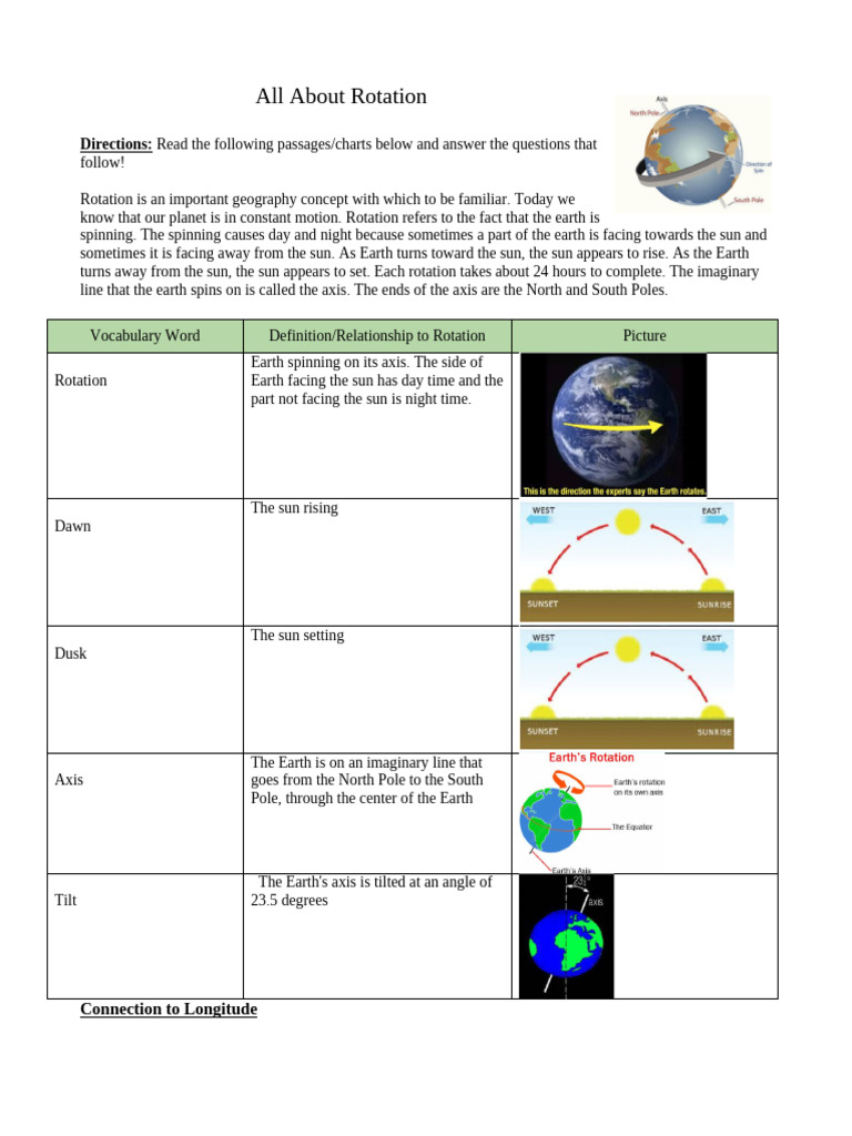 Alicia McNiece-Vides - Rotation Notes - Questions | PDF | Rotation | Earth