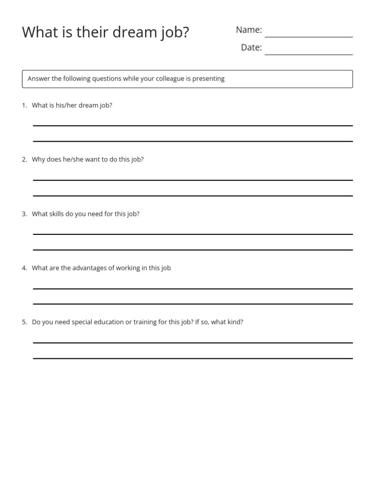 Dream Job Questionnaire Guide | PDF