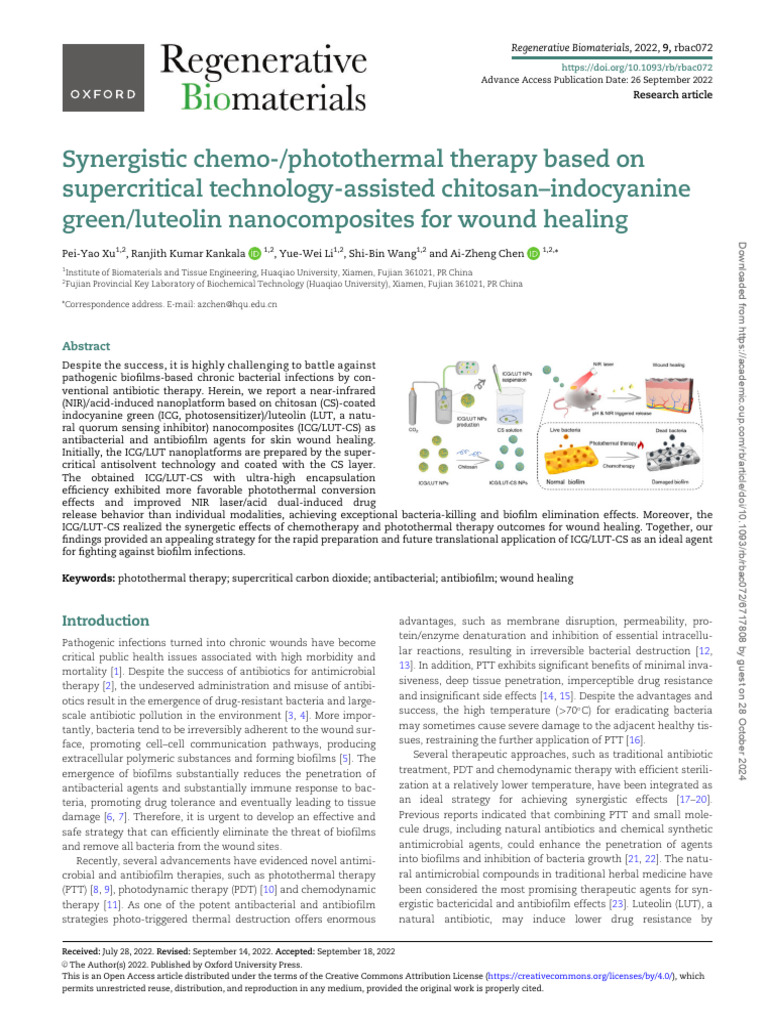Chitosan (CS) Modified Indocyanine Green (ICG) Phot Chemo Therapy | PDF | Biofilm ...