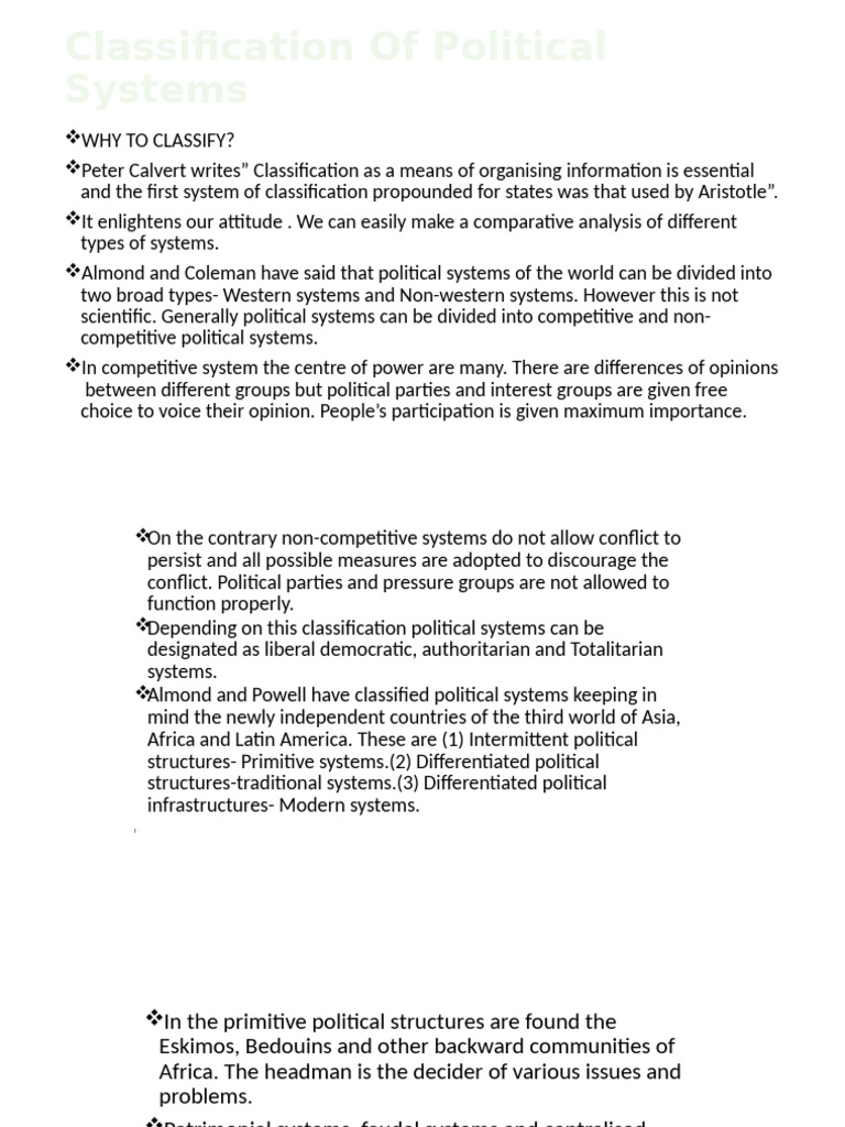 Classification of Political Systems | PDF