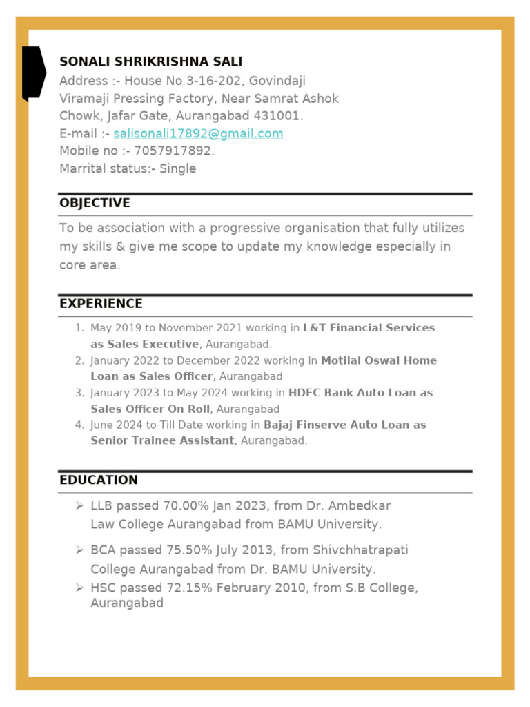 Sonali New CV (1) | PDF
