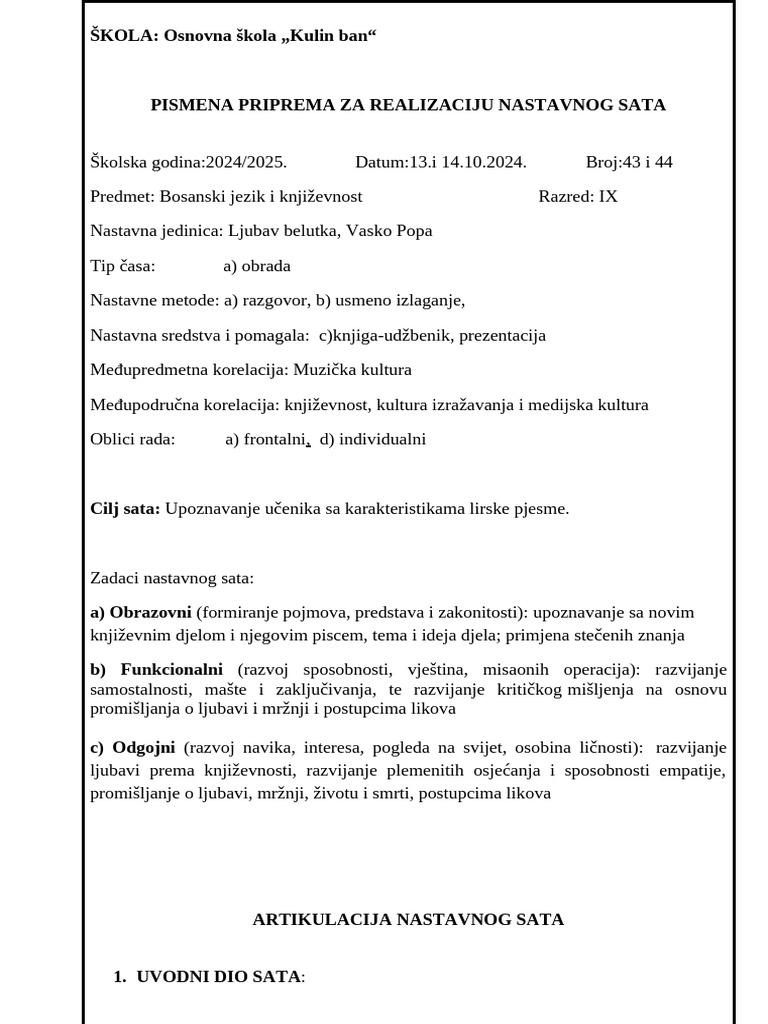 I 44.priprema - Ljubav Belutka, Vasko Popa | PDF