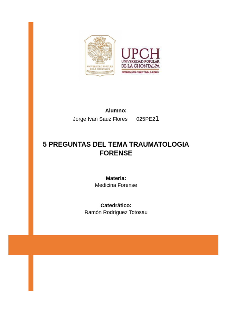 Preguntas Del Tema Traumatologia Forense | PDF