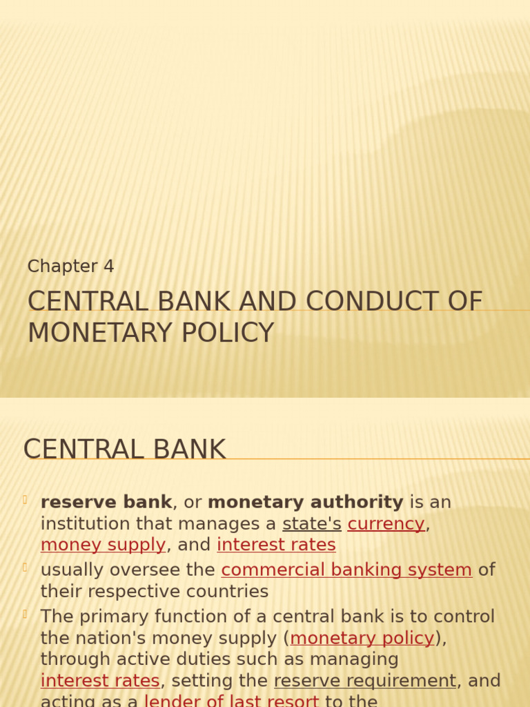 Central Bank Monetary Policy Overview | PDF | Federal Reserve | Money