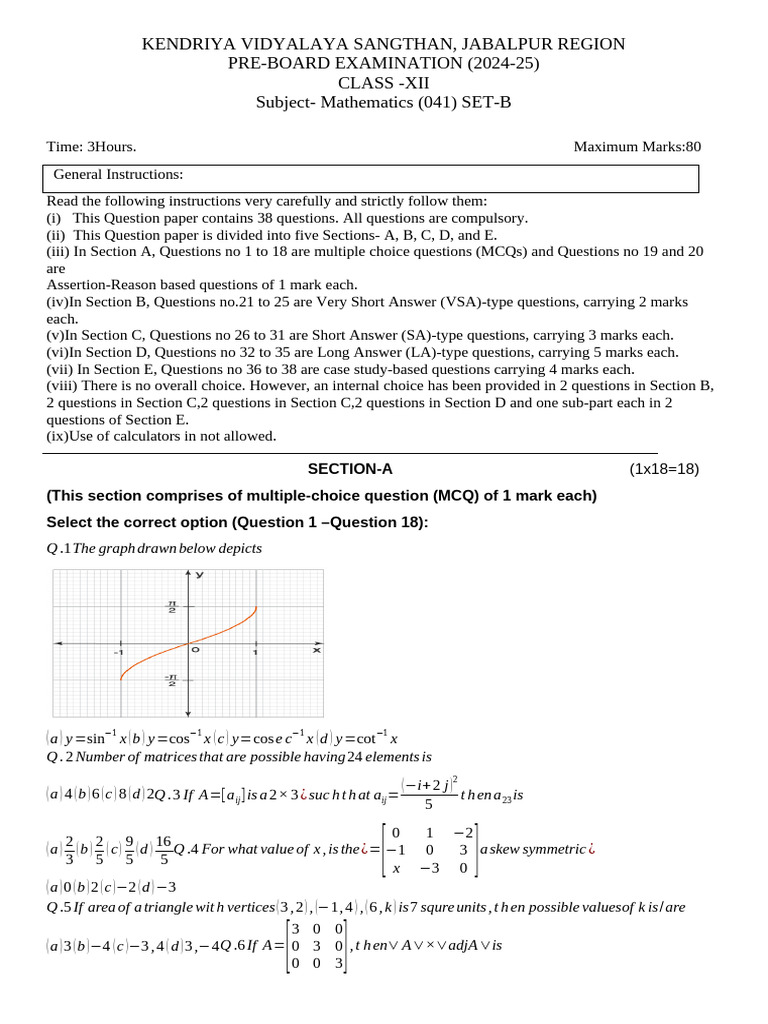 QP SET B Maths(PB-2) | PDF | Multiple Choice | Cartesian Coordinate System