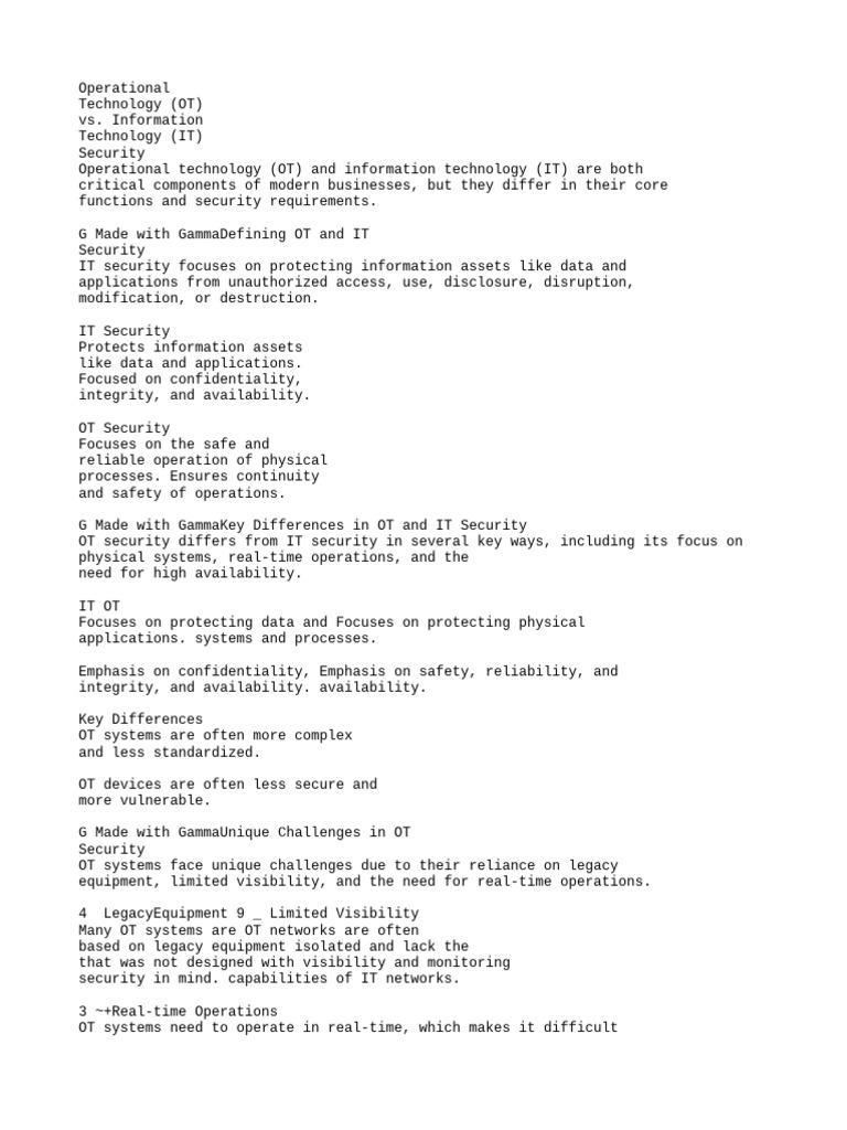 OT and IT | PDF | Security | Computer Security