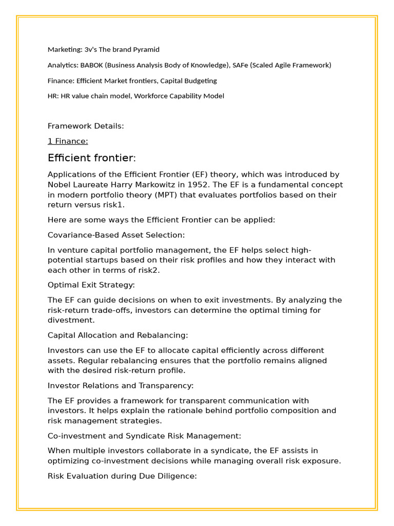 Group12 Framework Report2 | PDF | Human Resources | Capital Budgeting