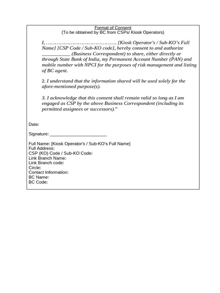 Format of Consent Vetted by Law | PDF
