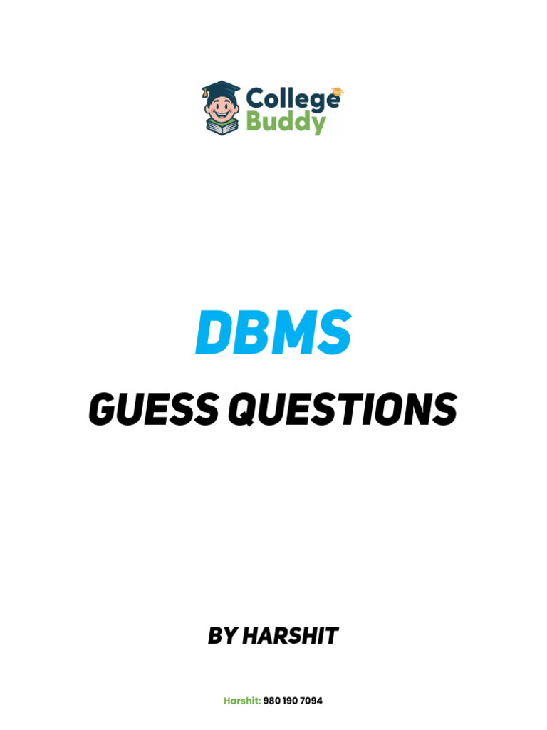 DBMS Guess Solutions Harshit | PDF | Databases | Relational Model