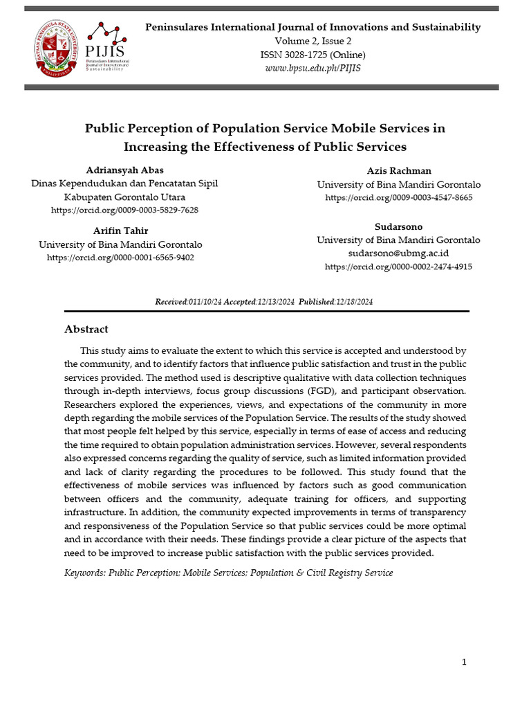 Public Perception of Population Service Mobile Services in Increasing ...