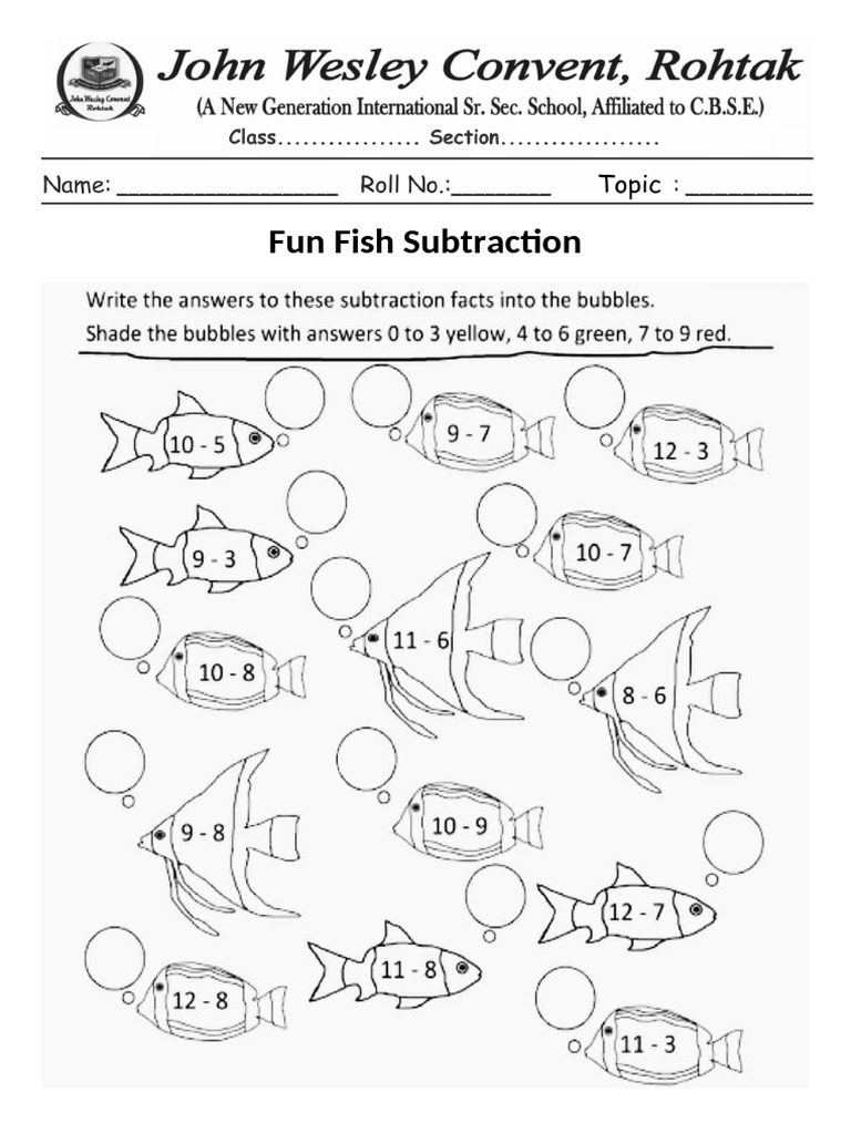 Fun Fish Subtraction Activities | PDF