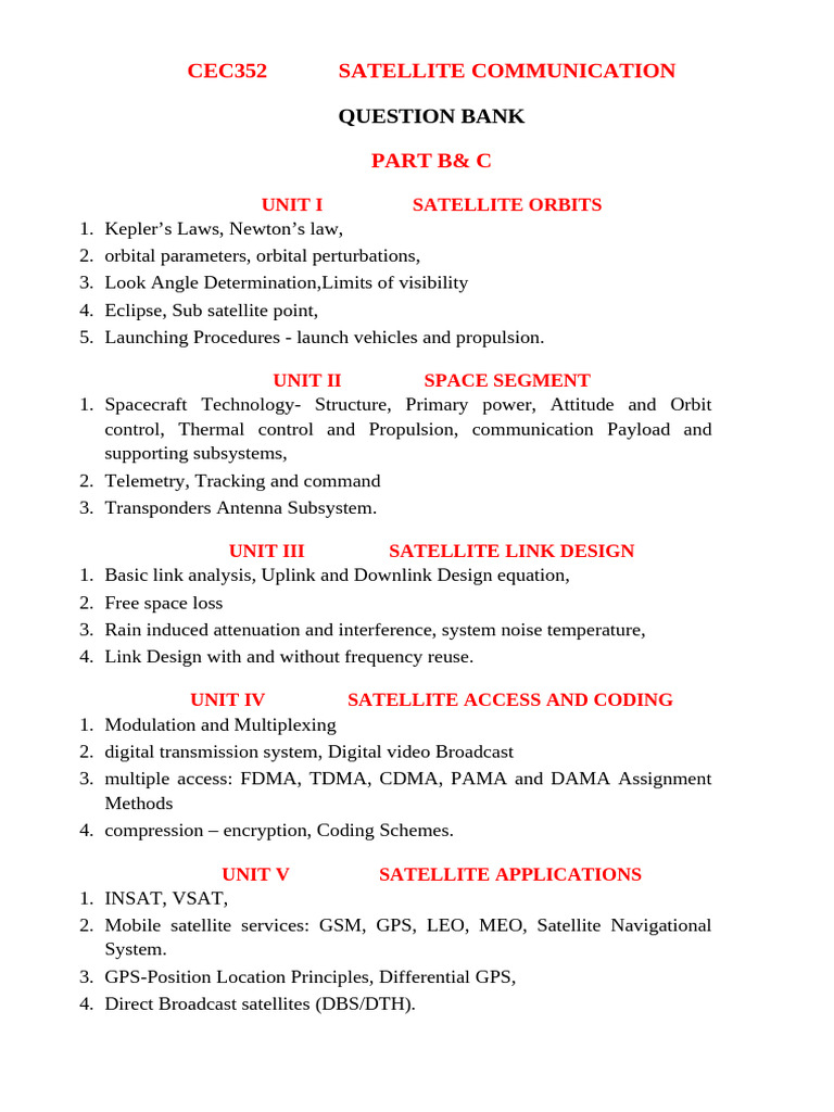 Cec352 Satellite Communication | PDF