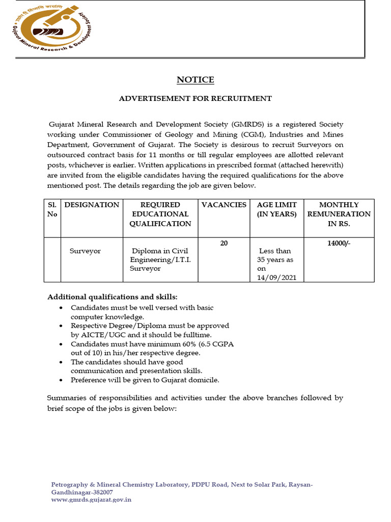 Surveyor Recruitment Notice | PDF | Surveying | Identity Document