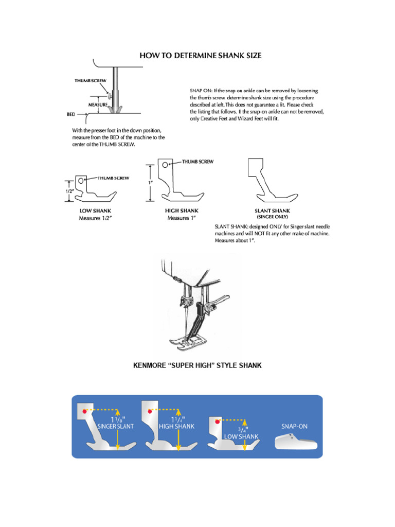 Kenmore Super High Style Shank Guide | PDF