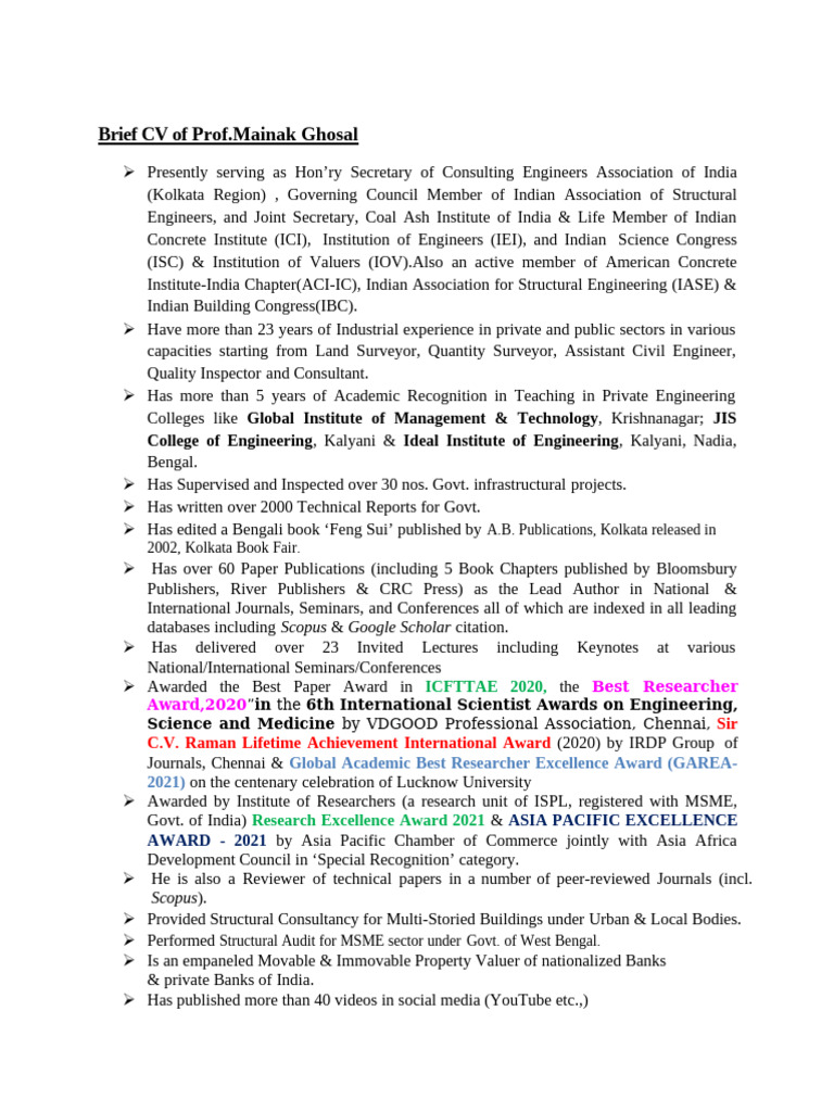 Brief CV(Updated) (2) | PDF | Science