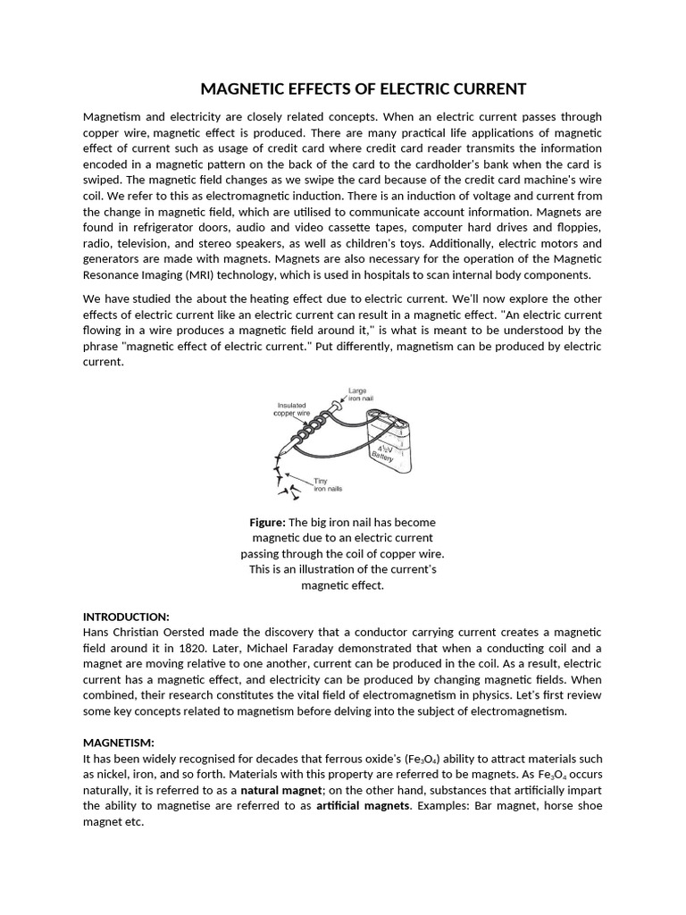 Magnetic Effects of Electric Current | PDF | Electromagnetic Induction ...