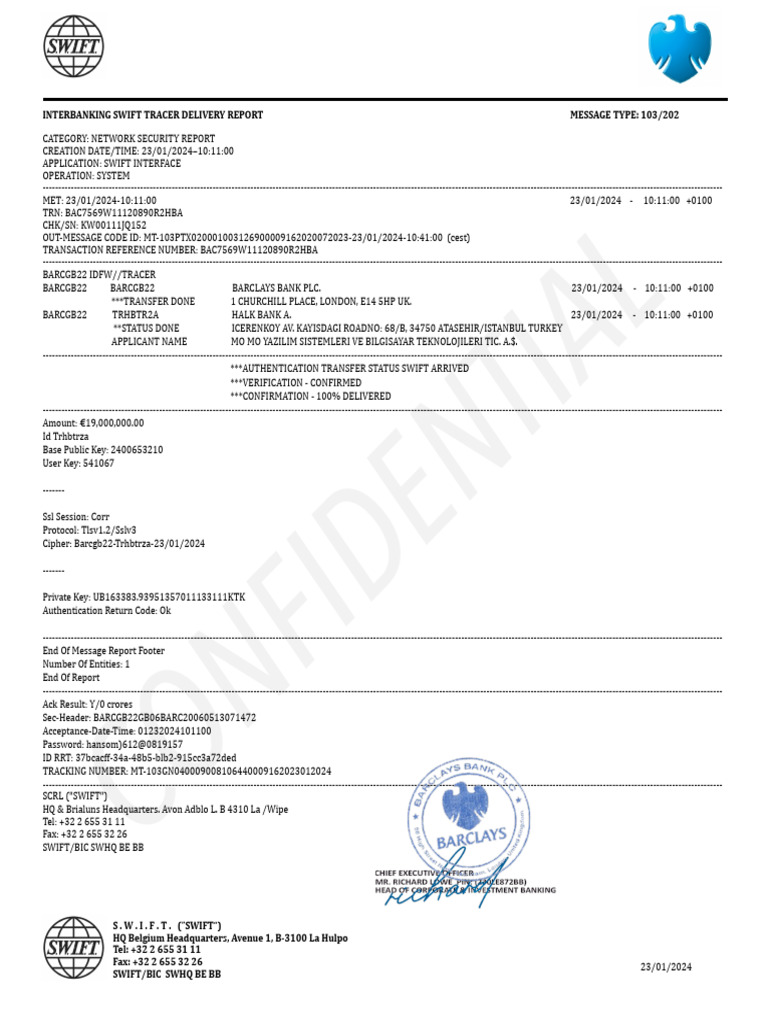Interbanking Swift Tracer Delivery Report-Halk Bank A | PDF | Transport ...