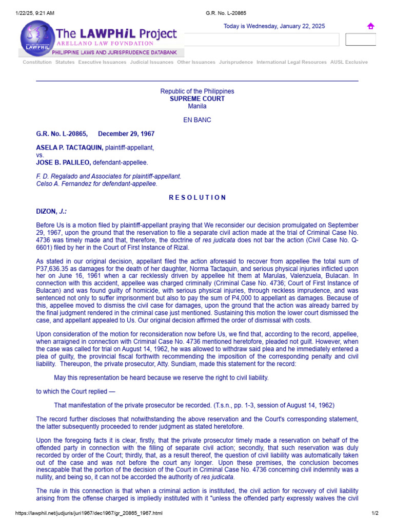 24 Tactaquin vs. Palileo, 21 SCRA 1433 | PDF | Lawsuit | Appeal