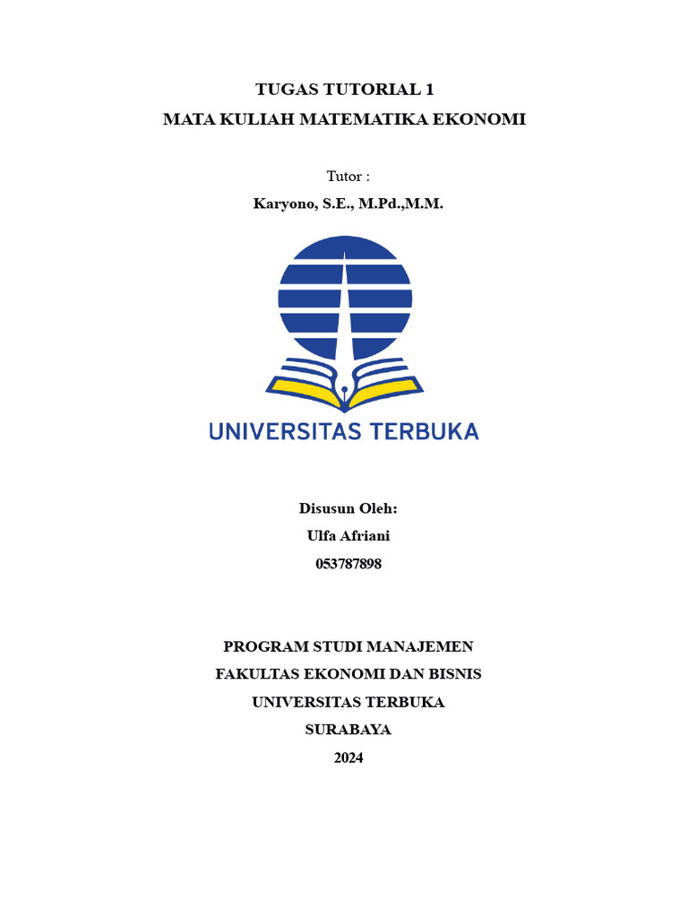 Tugas MTK Ekonomi 1 | PDF