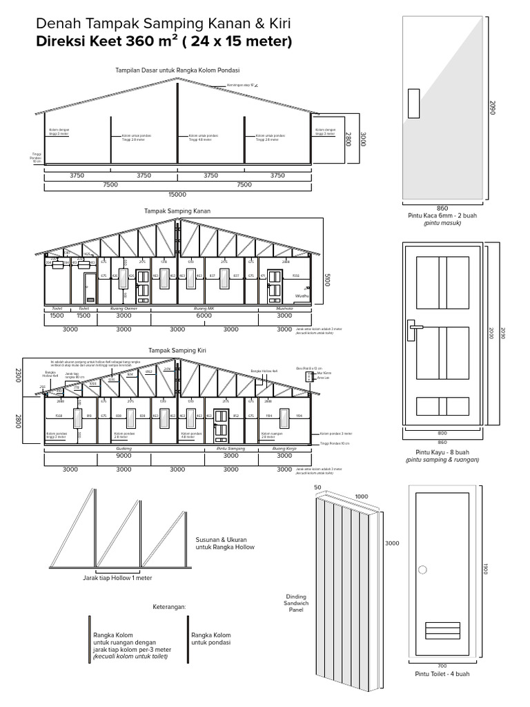 Denah Direksi Keet 24 X 15 Meter - OK 234 | PDF