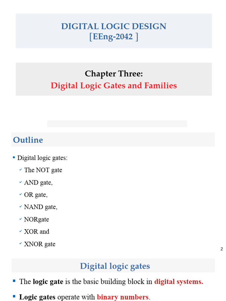 Chapter 3 Digital Logic Design | PDF | Logic Gate | Boolean Algebra