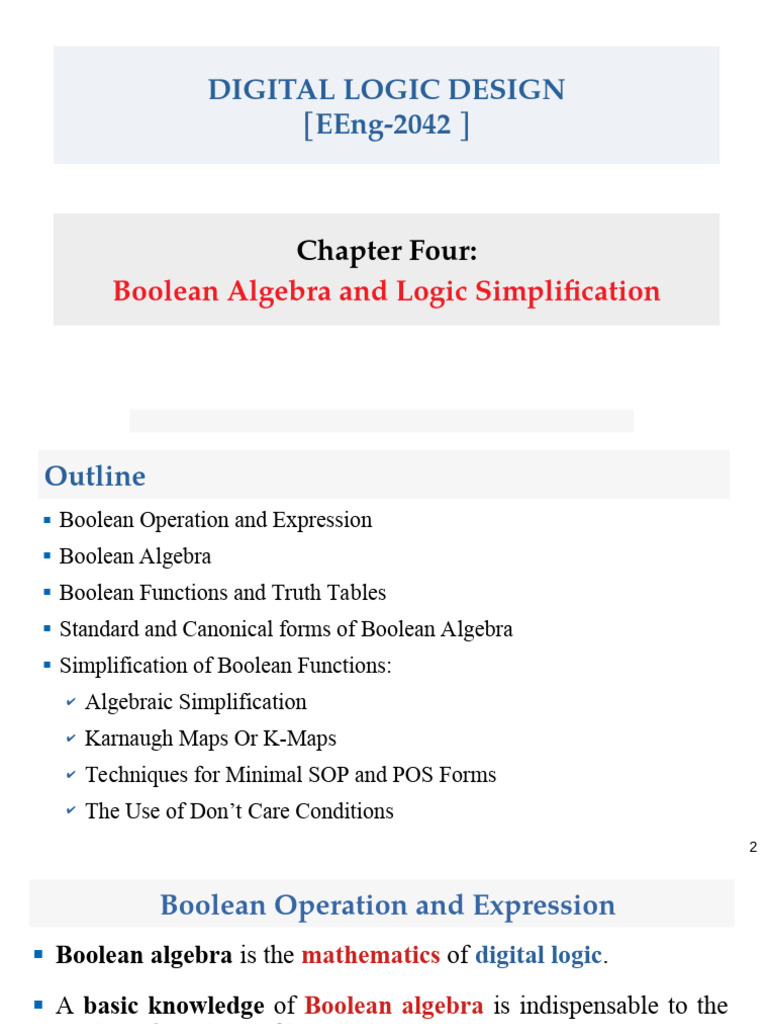 Chapter 4 Digital Logic Design | PDF | Boolean Algebra | Teaching Mathematics