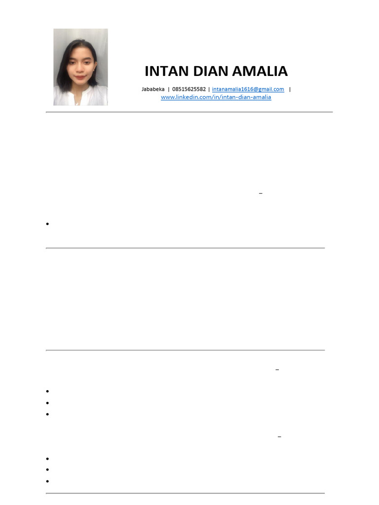 Project Implementer - Intan Dian Amalia | PDF