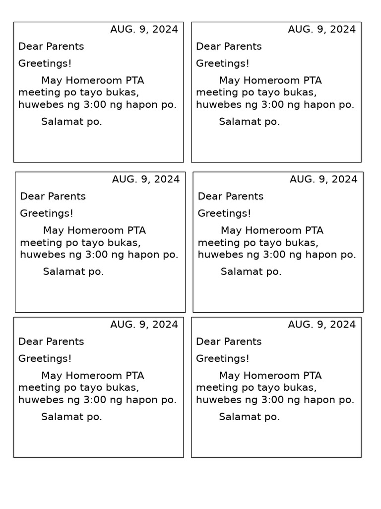 1st Homeroom PTA Meeting | PDF
