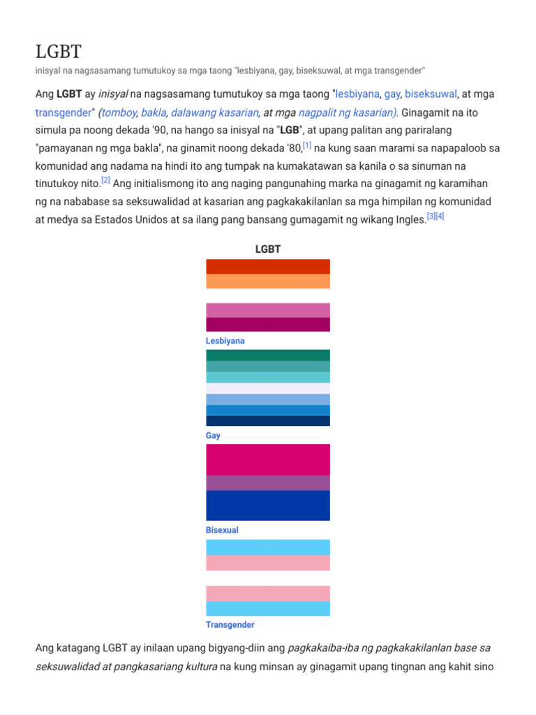 LGBT - Wikipedia, Ang Malayang Ensiklopedya | PDF