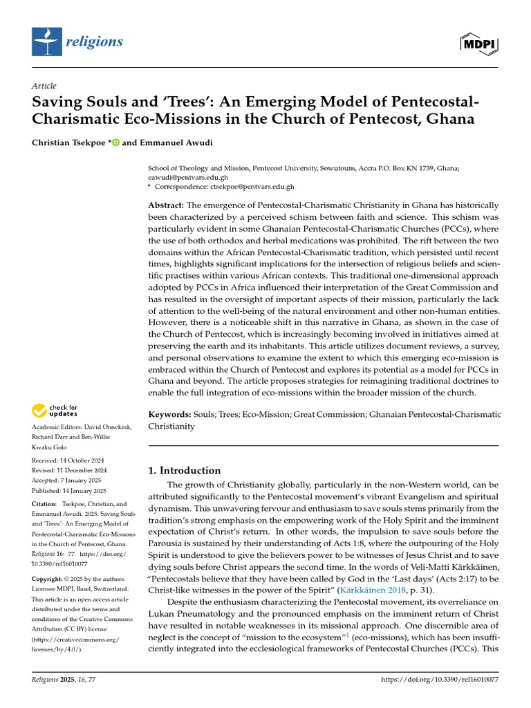 Saving Souls and Trees An Emerging Model of Pentecostal | PDF ...