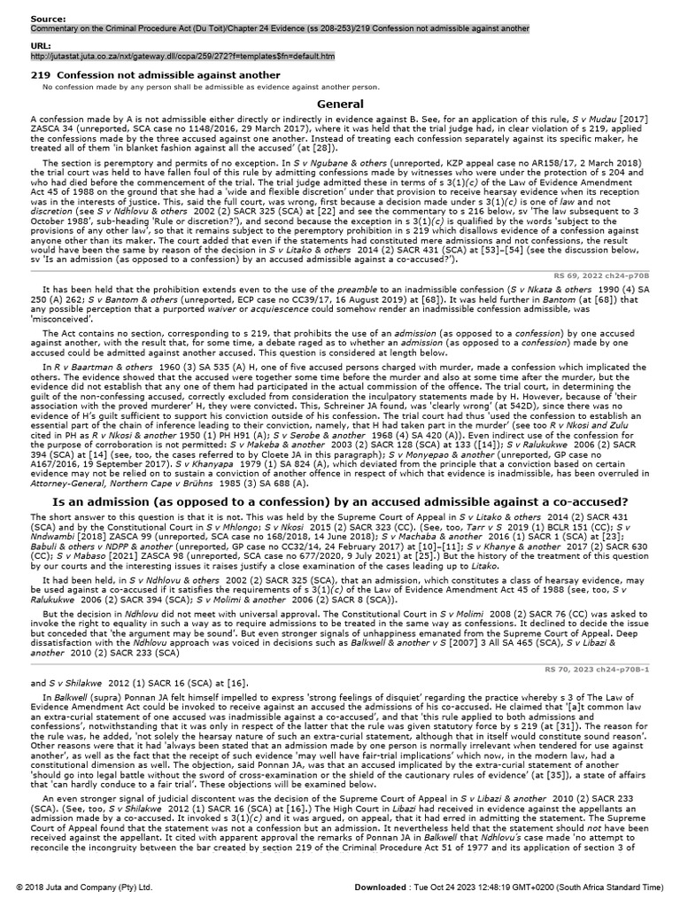 Legal Evidence and Confessions | PDF | Hearsay | Law Of Agency