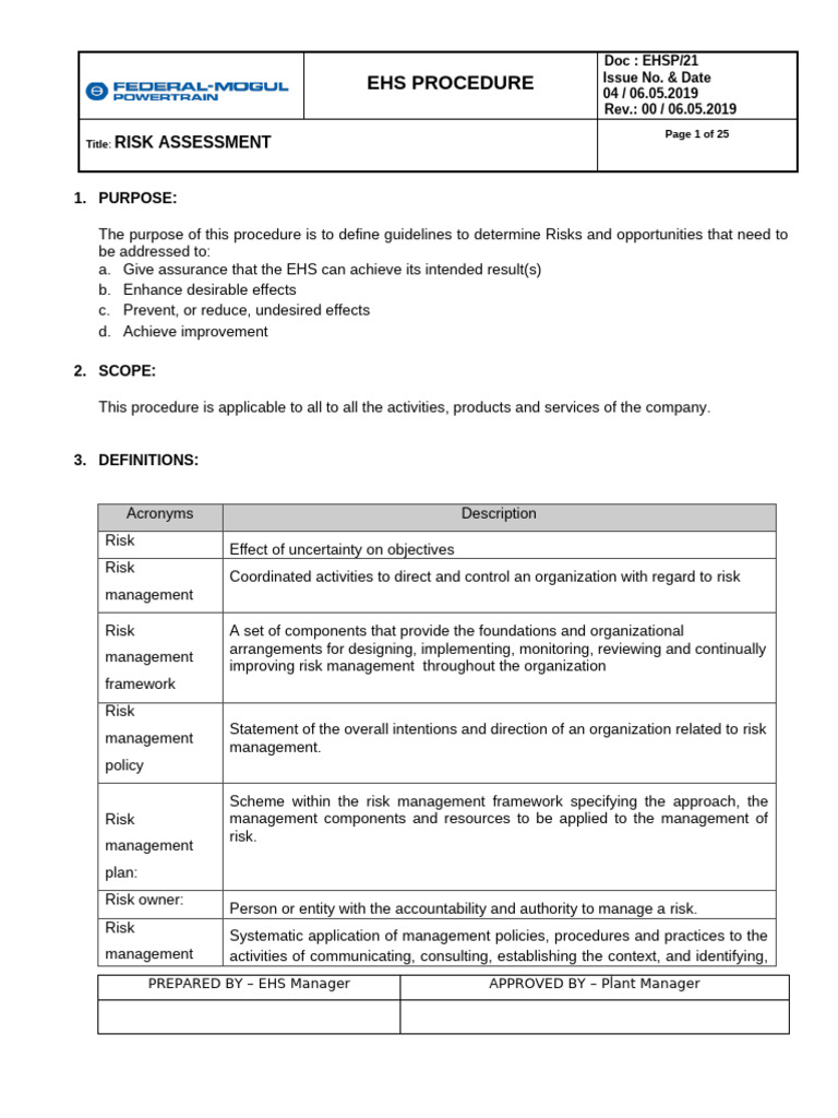 21. EHS_PROC_21-Risk Assessment | PDF | Risk | Risk Management