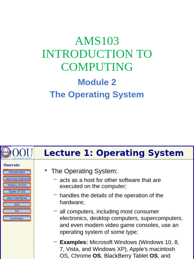 Module 2 - Lecture 1 (Operating System) | PDF | Graphical User Interfaces | Operating System
