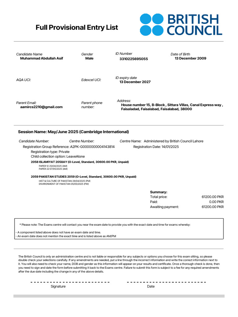 Full Registration Summary Report 20250114 | PDF | Qualifications