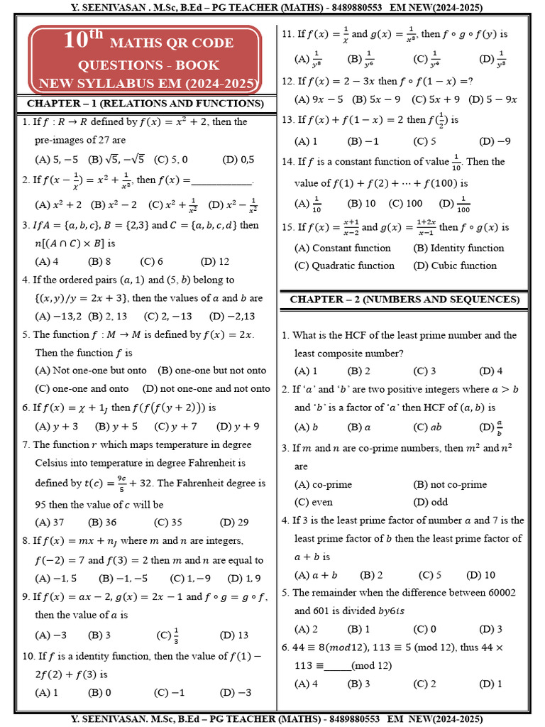 10th Maths Chapter Wise Questions English Medium PDF Download | PDF | Triangle | Elementary Geometry