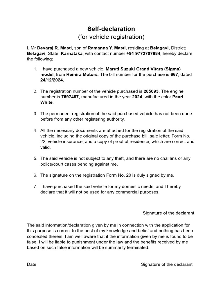 Self Declaration | PDF