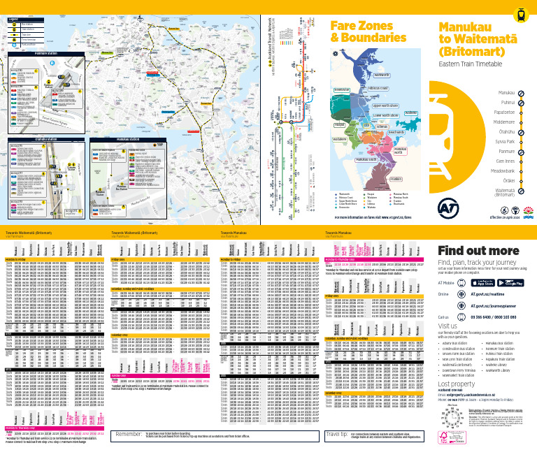 Auckland Transport Eastern Line Train Timetable | PDF | Public ...