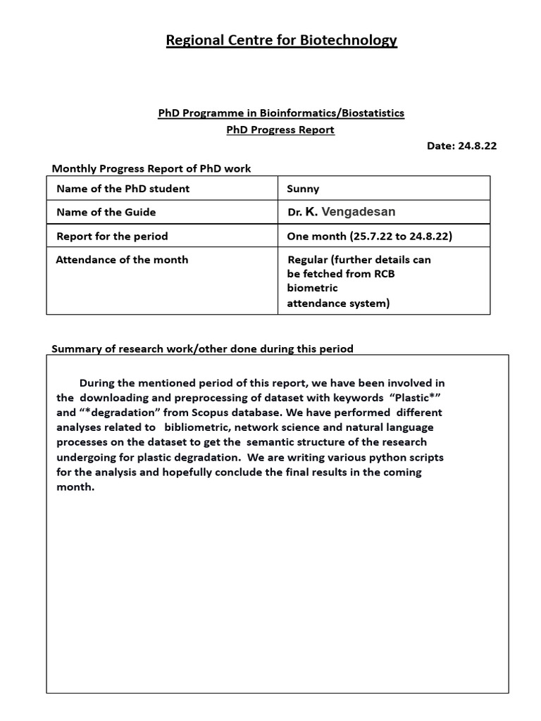 GSK-Monthly Progress Report-24.8.2022 | PDF