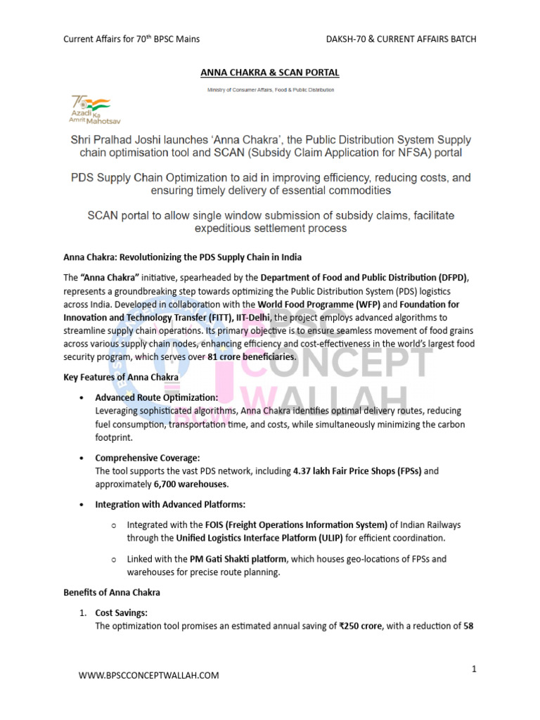 Anna Chakra & SCAN Portal | PDF | Logistics | Economy And The Environment