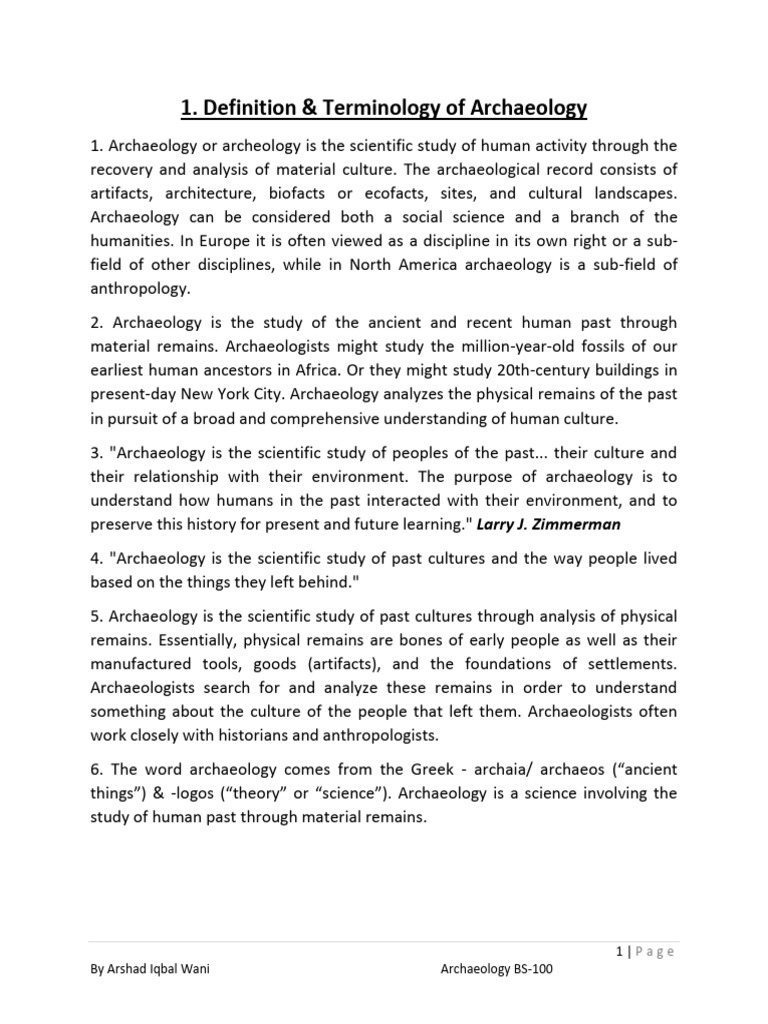 Archaelology Full Notes- BSE-S1 | PDF | Archaeology | Science