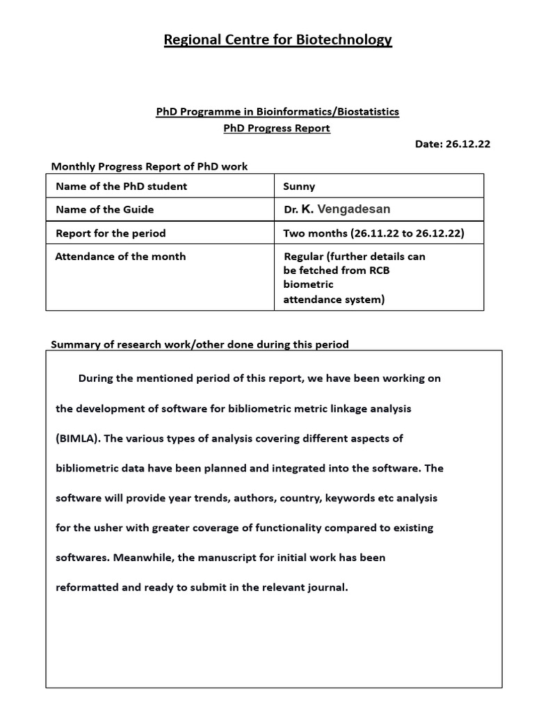 GSK-Monthly Progress Report-From Sunny | PDF