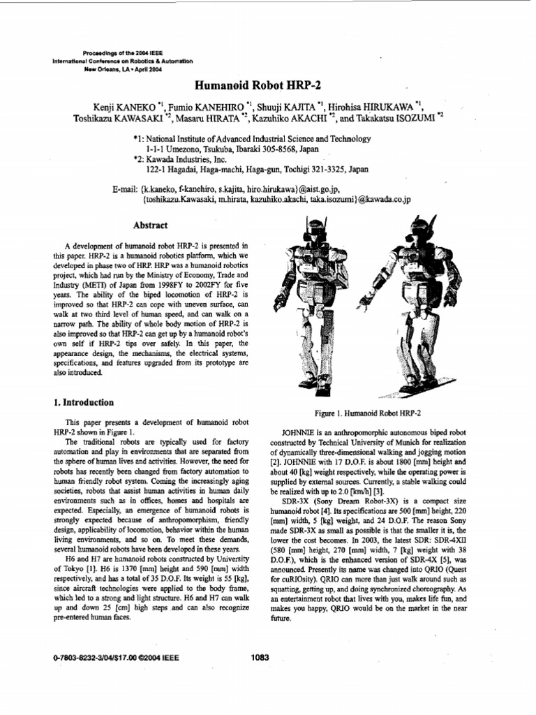 Humanoid Robot HRP-2 | PDF | Robot | Robotics