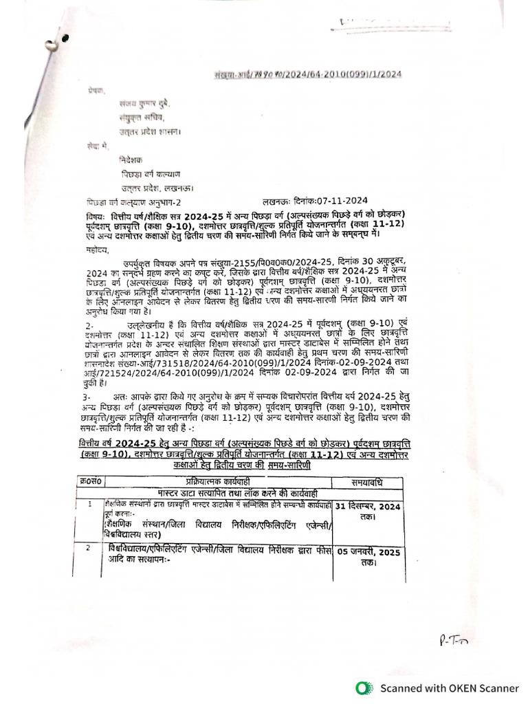 New Time Table Scholarship Dashmottar and Purvdasham | PDF