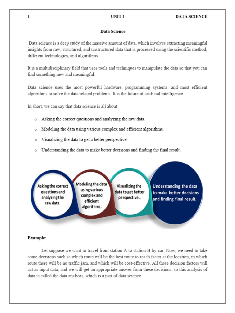 Unit 1 - Data Science - III BSC Cs. | PDF | Data Science | Databases