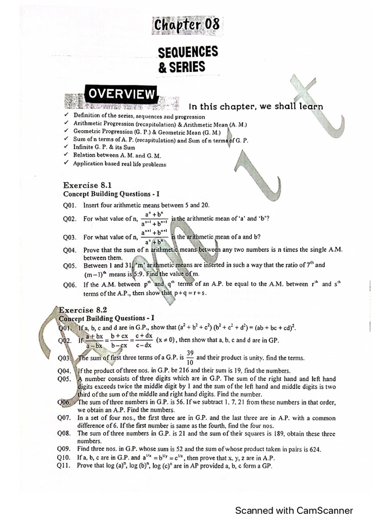 ch-8 Sequences and Series Class 11 | PDF