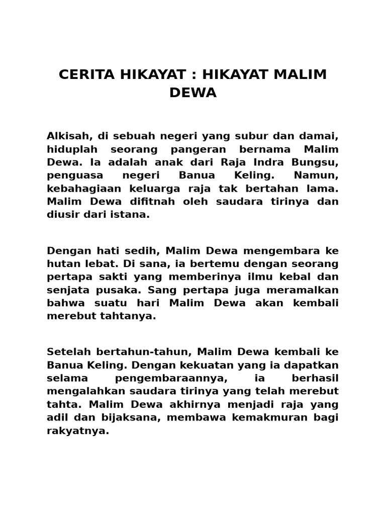 Cerita Hikayat Malim Dewa | PDF