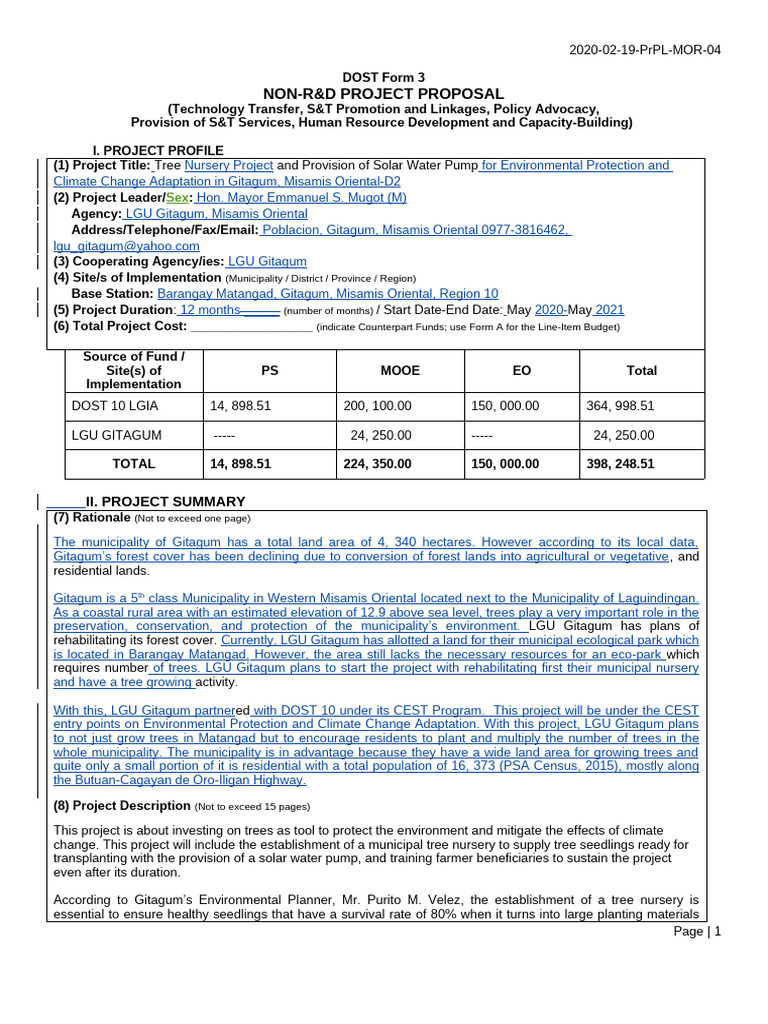DOST-Form-3 (Tree Growing) To JLBR | PDF | Plant Nursery | Agriculture