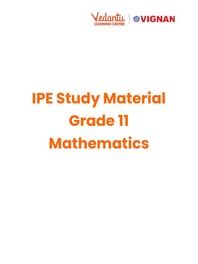 IPE Study Material Grade 11 Mathematics | PDF