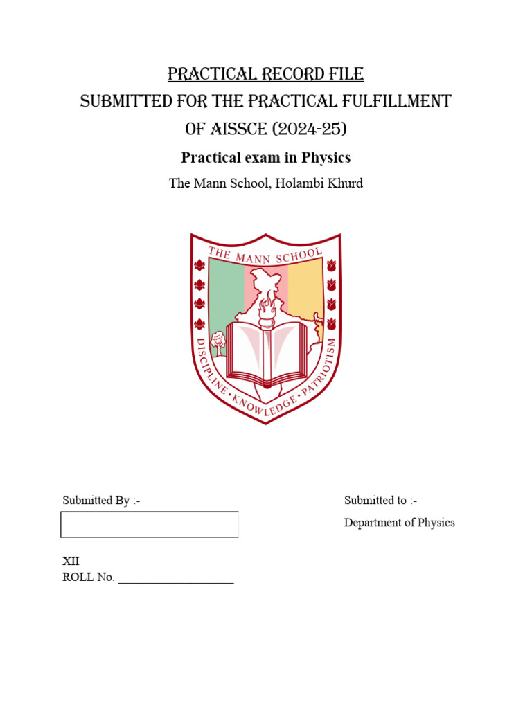 AISSCE 2024-25 Physics & Chemistry Practical Records | PDF