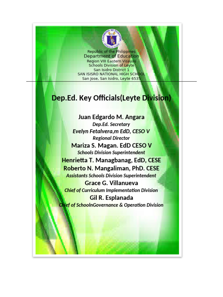 Leyte Education Department Officials List | PDF